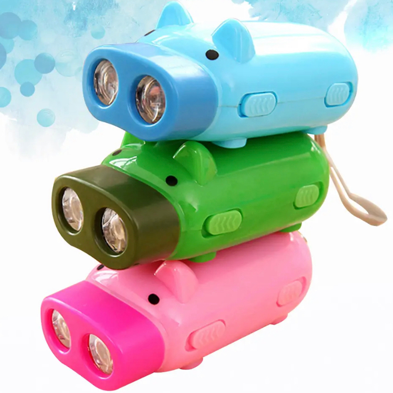 Jual Pig Hand Pressure Lamp 2 LED Soft Colors Wind-up Dynamo | Shopee ...