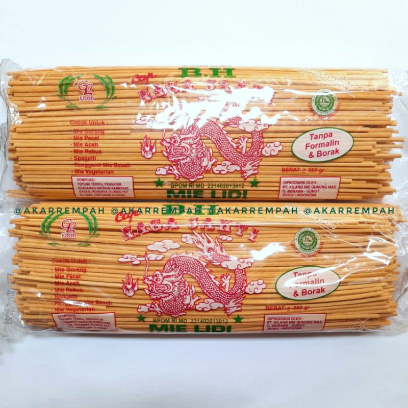 Jual Mie Lidi Medan 500gr / Mie Gomak Cap Naga Sakti / Mie Kering ...