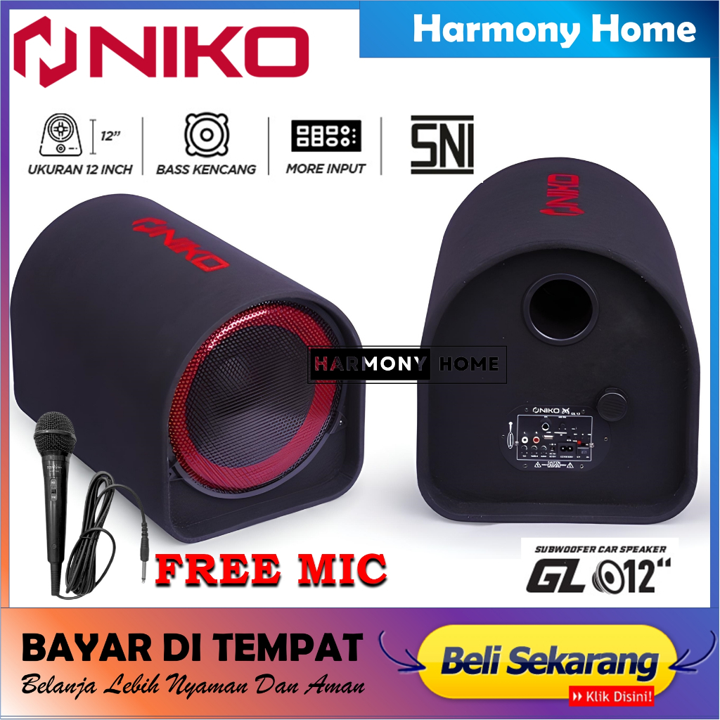 Jual Speaker Niko karpet GL 12 BT bisa sambung ke aki mobil NIKO 12" Speaker Tabung 12 inch ...
