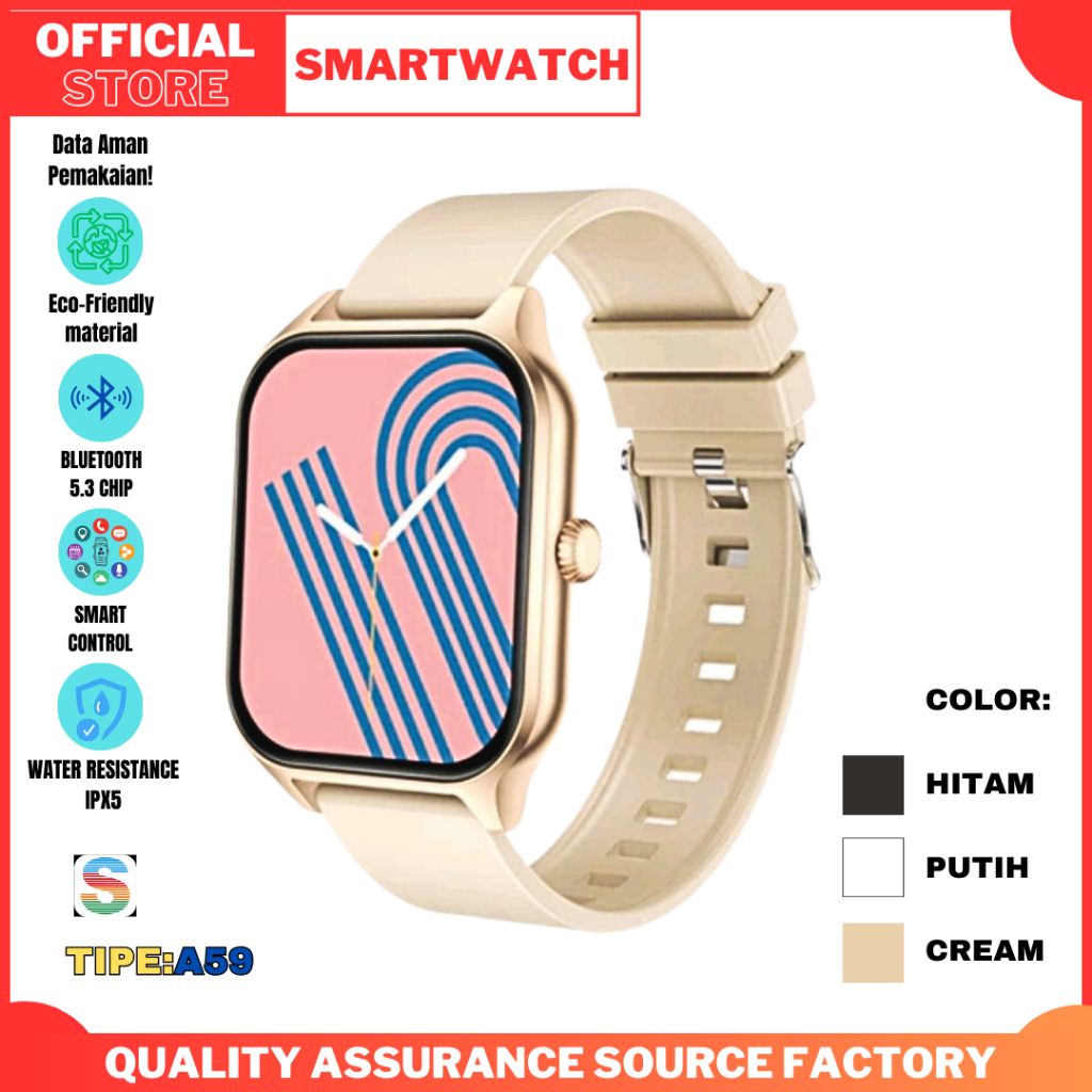 Jual Smartberry Smartwatch A59 splash proof Bluetooth Jam Ponsel / jam ...