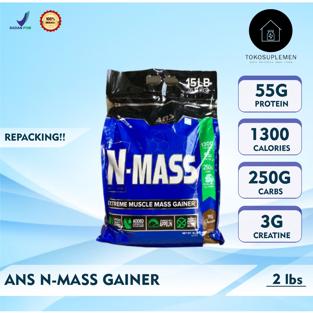 Jual ANS NMASS 2LBS - WEIGHT GAINER 1 LBS & 2 LBS (REPACK) MASS BULKING ...