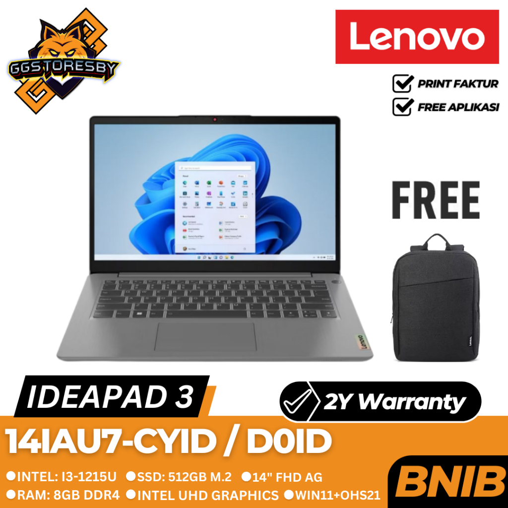 Jual LAPTOP LENOVO IDEAPAD 3 14IAU7-CYID/DOID | I3-1215U 8/512 AMD W11 ...