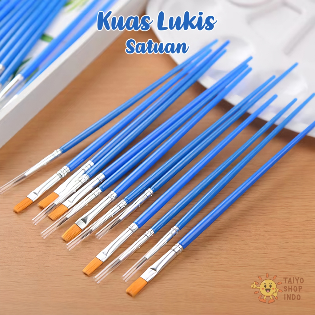 Jual TAIYO Kuas Lukis Cat Air Ujung Pipih Lancip Koas Melukis Anak ...