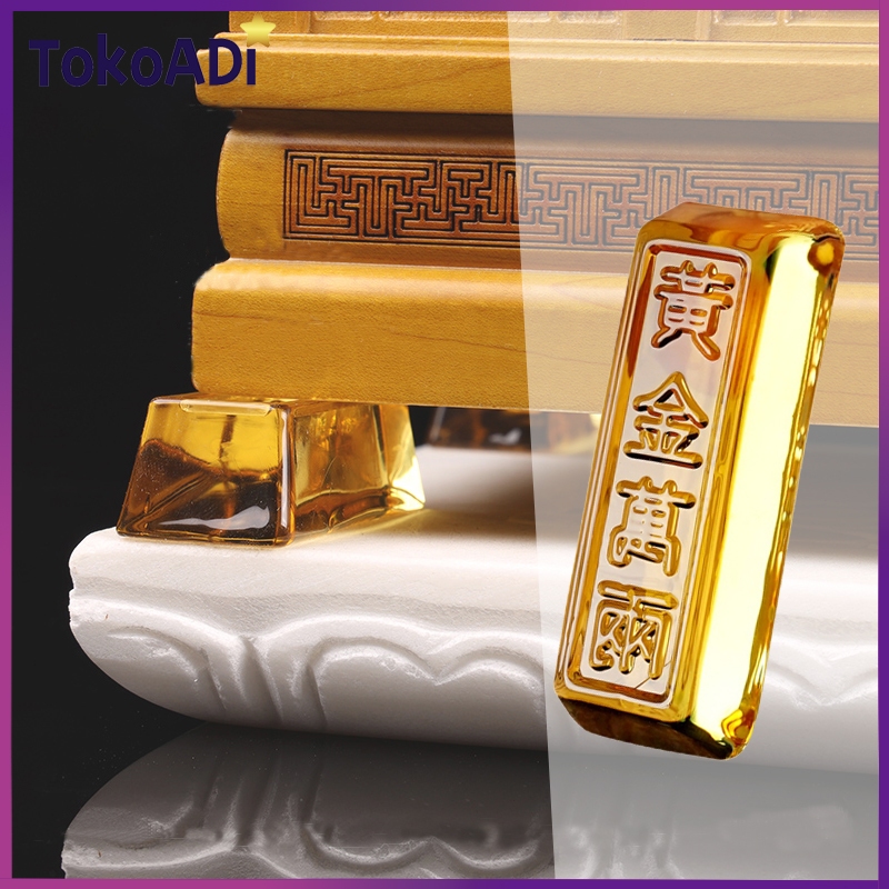 Jual Yellow Crystal Emas Batangan Ingot Lucky Blessing Home Ornament ...