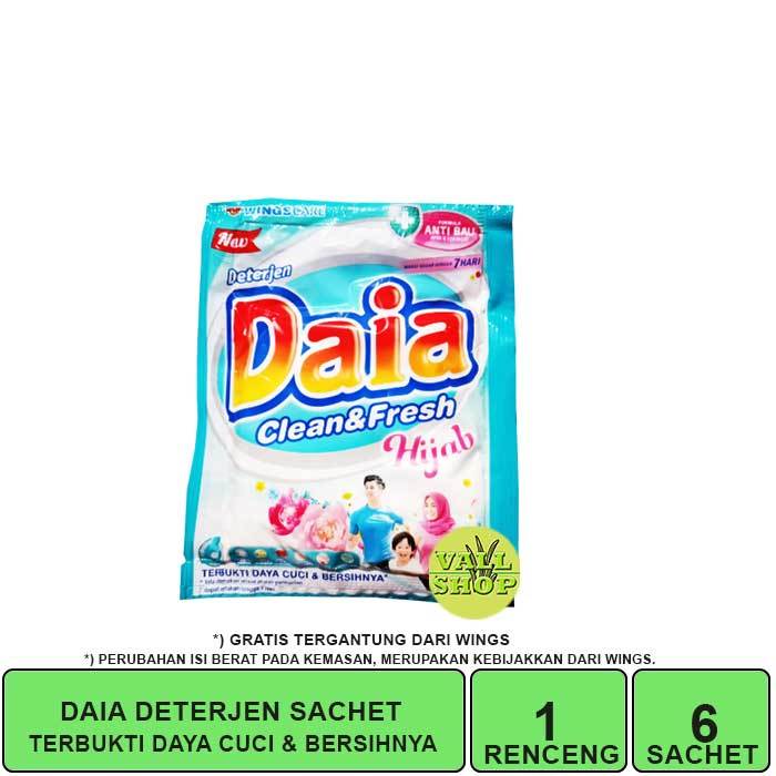 Jual DAIA DETERGENT BUBUK 46 GRAM 1 RENCENG ISI 6 SACHET. | Shopee ...