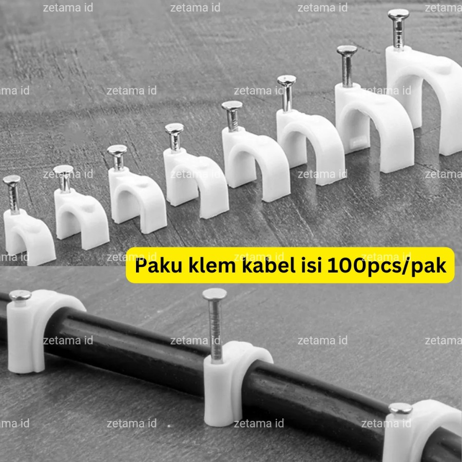 Jual Paku Klem Kabel Beton Cable Clamp Per Pak Isi 100 | Shopee Indonesia