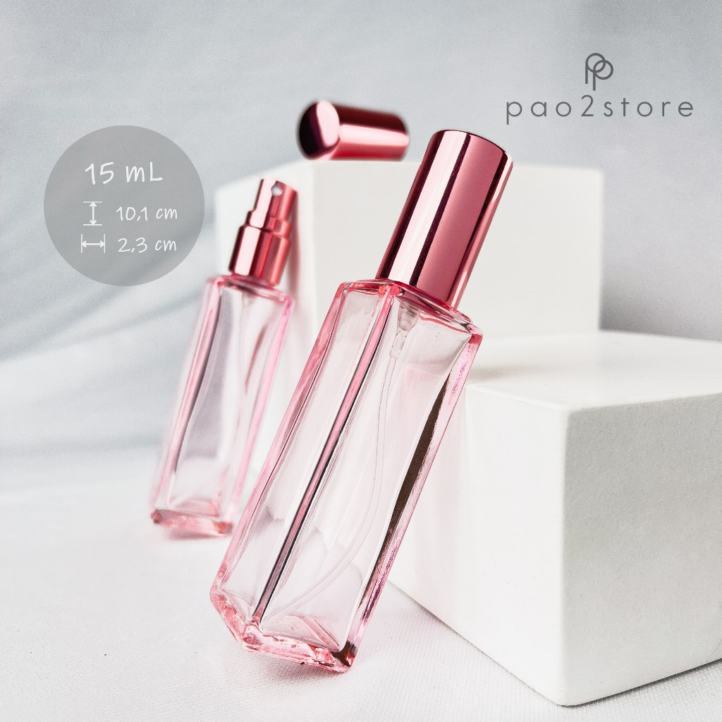 Jual Botol Spray 15ml - PINK Transparan Kaca Tebal Kotak - Spray Metal ...