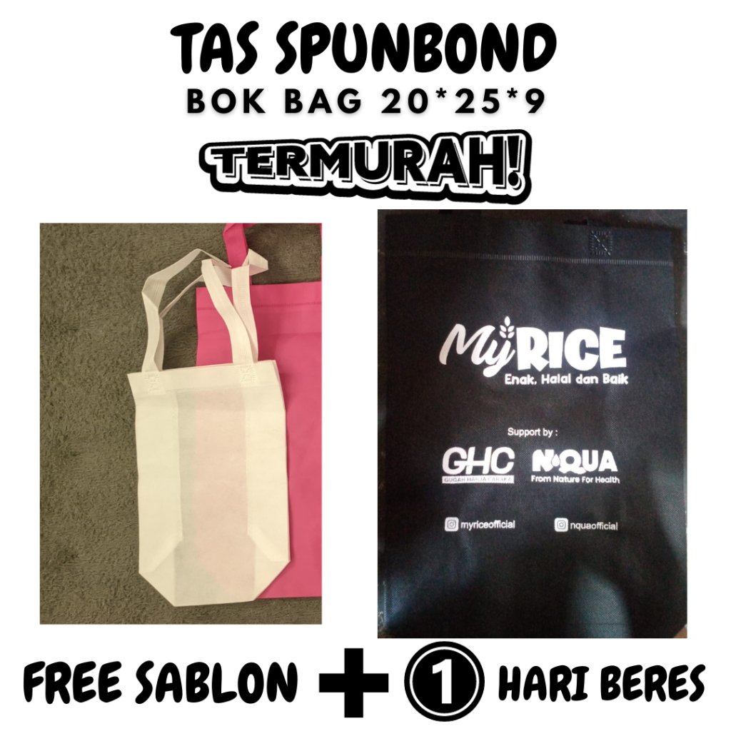 Jual BOX BAG / TAS SPUNBOND MODEL BOK BAG UKURAN 20x25x9 75 GSM + FREE ...