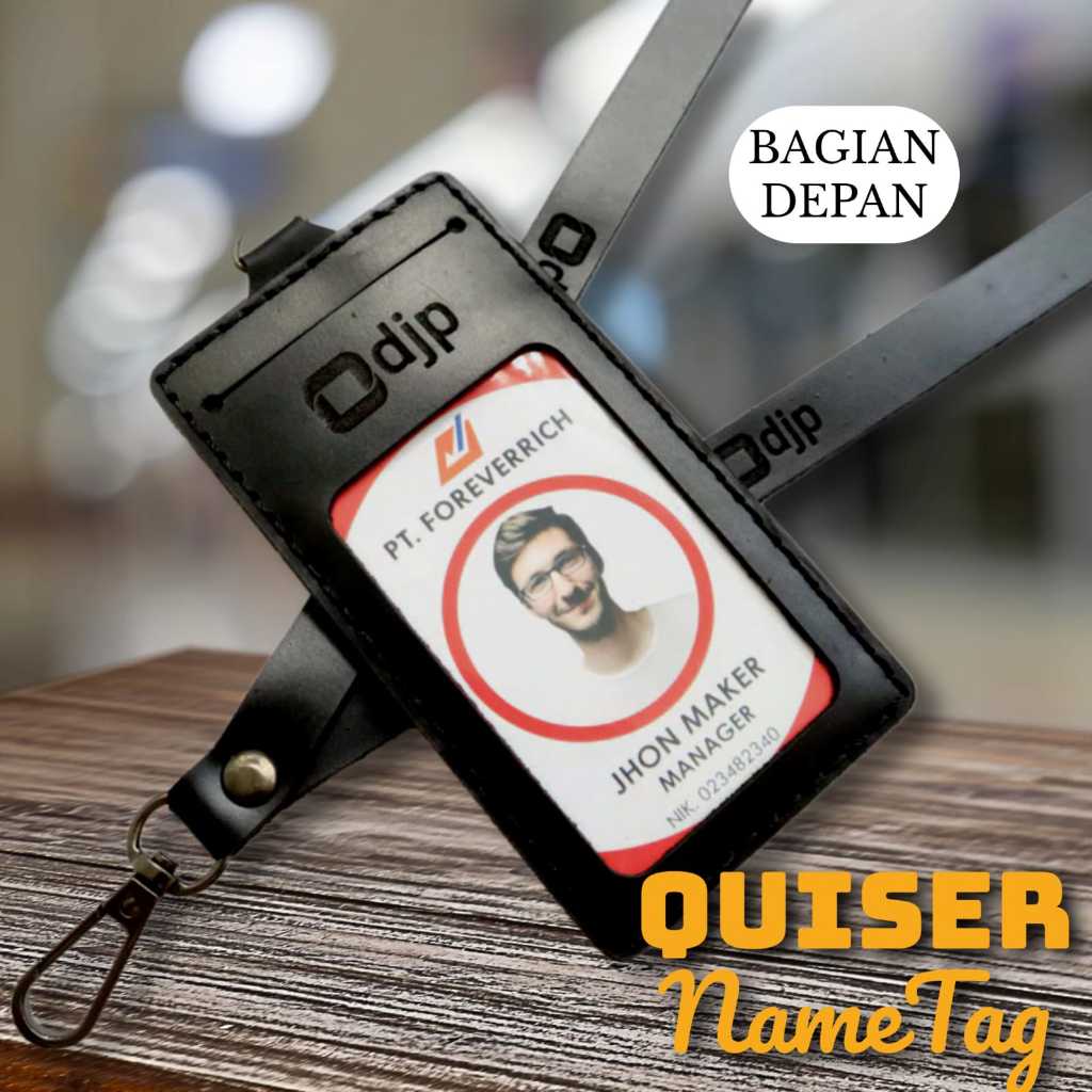 Jual ID Card Hitam Kulit Asli Free Custom Nama & Logo - ID Card 3 Slot ...