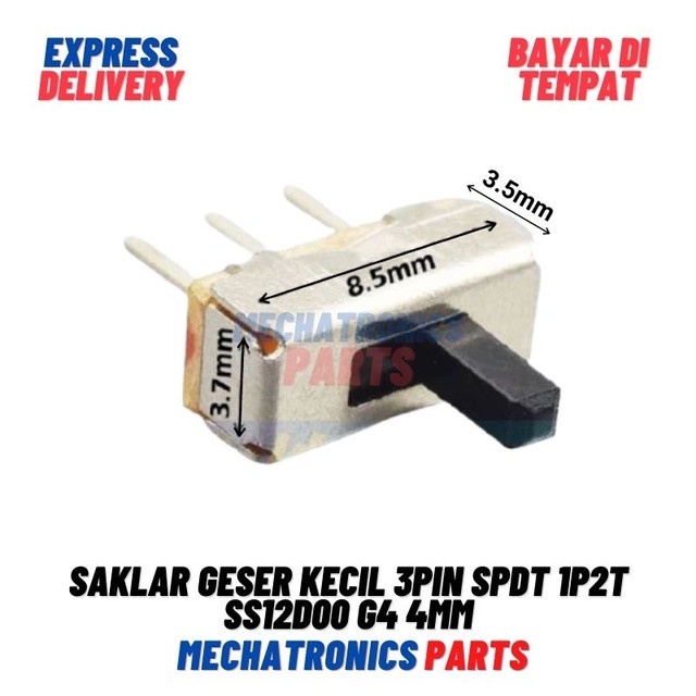 Jual SAKLAR GESER KECIL 3PIN SPDT 1P2T SORONG TONGGLE SWITCH SS12D00 G4 4MM | Shopee Indonesia