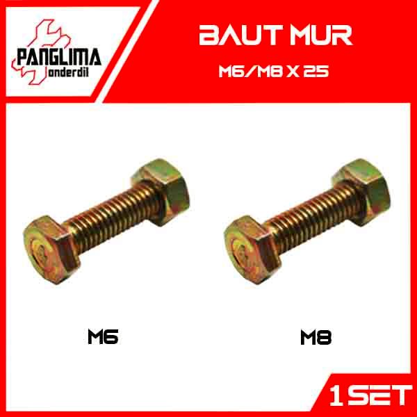 Jual Baut Mur M6x25 M8x25 M6 M8 x 25 8x25 M 8 6 Nut Baud Kuning Kunci ...