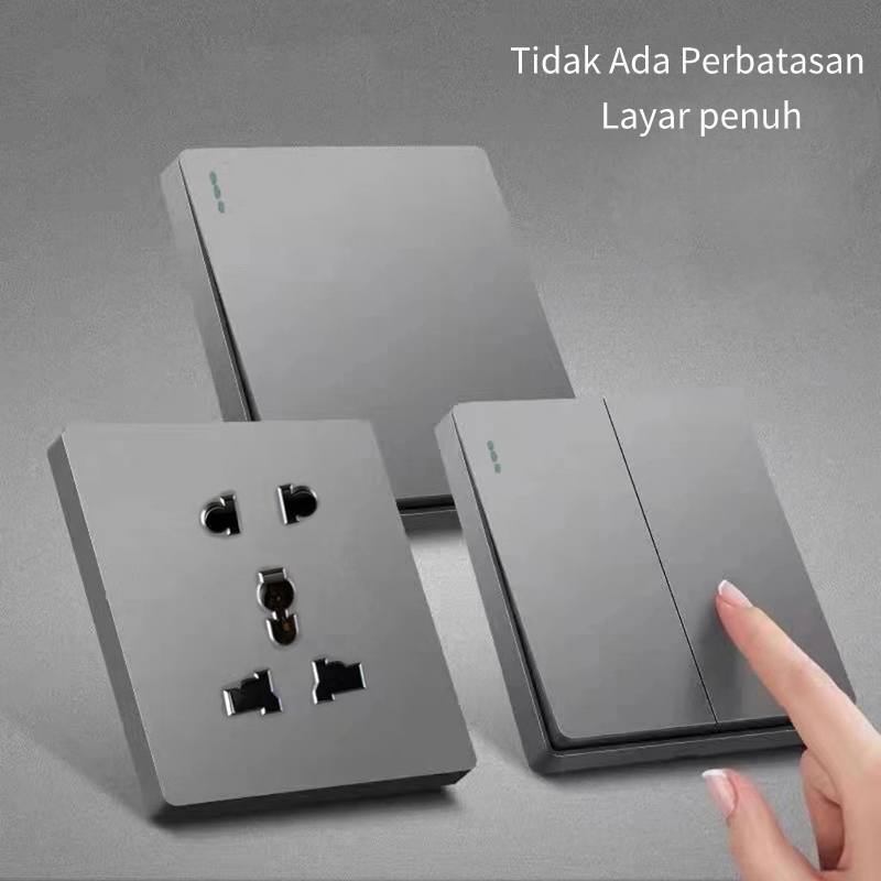 Jual Premium Grey Electrical Wall Socket 1/2/3 Gang 1 Way Stop Kontak ...