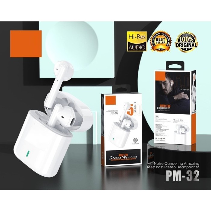 Jual Headset Bluetooth PM-32 handsfree Wireless Stereo pm32 Super Bass ...
