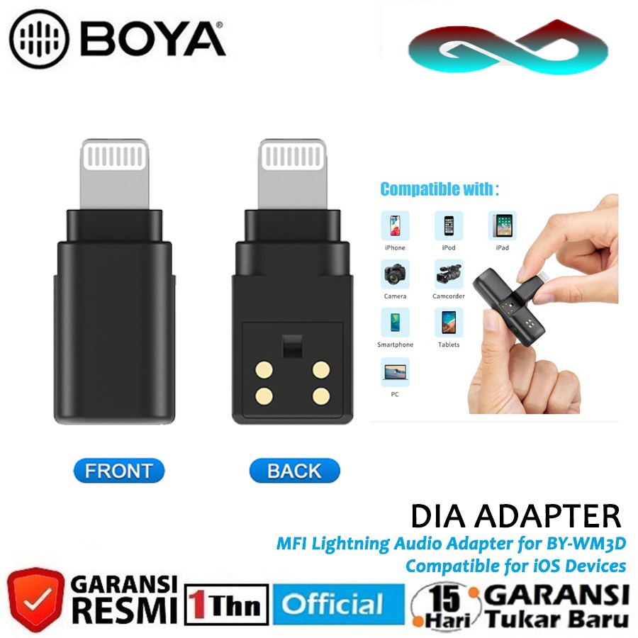 Jual Boya DIA Lightning Adapter for BY-WM3D Wireless Microphone ...