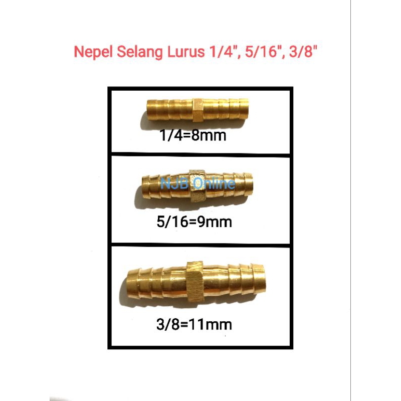 Jual Nepel Sambungan Selang 1/4, 5/16, 3/8, 1/2 angin Sanchin Kompor ...