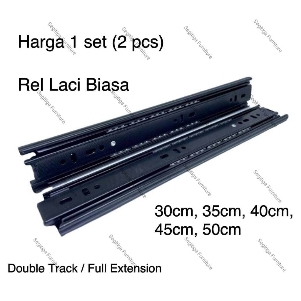 Jual 1 SET Rel Laci Double Track Biasa / Full Extension 30 35 40 45 50 ...