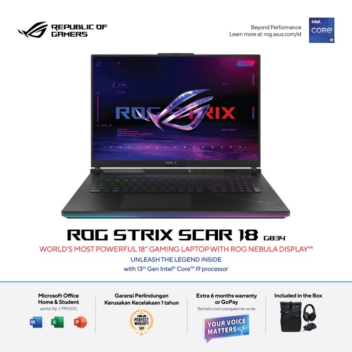 Jual ROG STRIX SCAR 18 G834JY i9-13980HX 32GB 2TB RTX4090 16GB QHD OHS ...