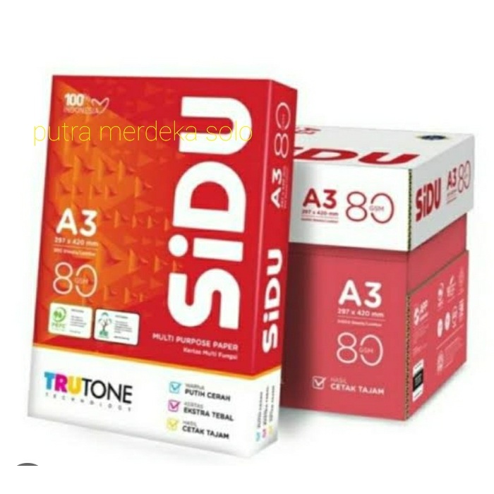 Jual KERTAS HVS SIDU A3 80 GRAM SD 1 RIM | Shopee Indonesia