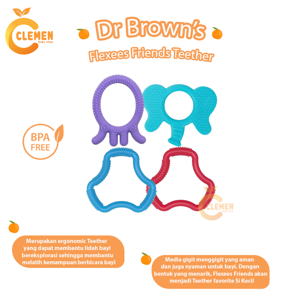 Jual Dr.Brown's Flexees Friends Teether (Gigitan Bayi) | Shopee Indonesia