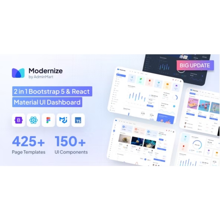 Jual Bootstrap 5 - Modernize v3.0 HTML & React Material UI Admin Dashboard | Shopee Indonesia