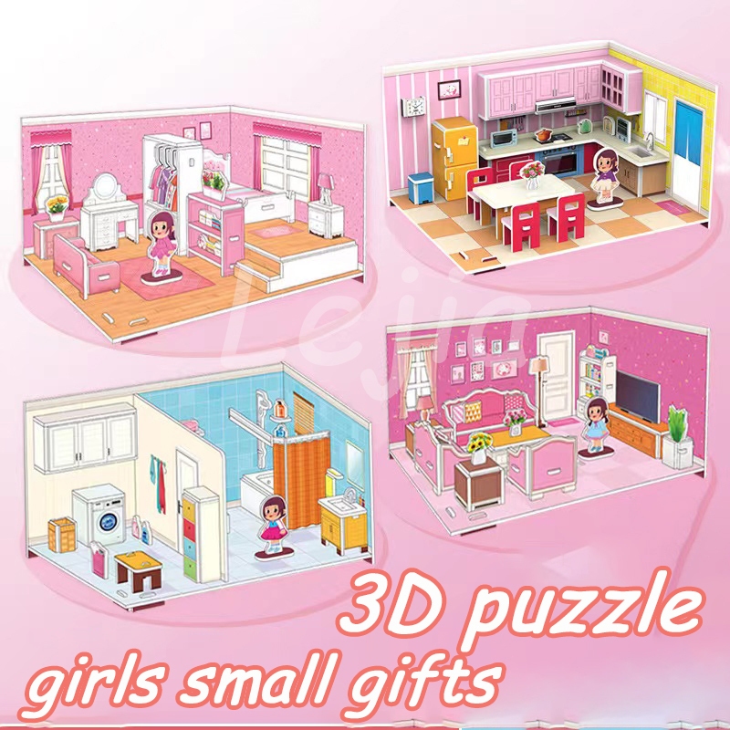Jual Mini 3D Room Foam Puzzle / Mainan Anak Merakit Miniatur Ruangan ...