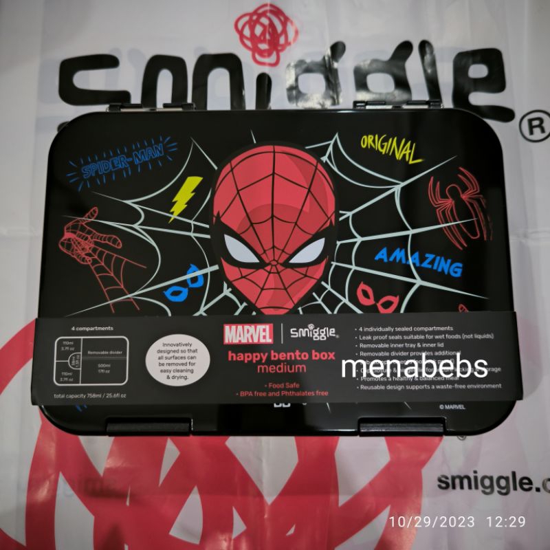 Jual Smiggle Medium Bento Lunchbox Marvel / Spiderman original | Shopee ...