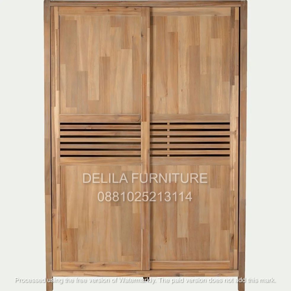 Jual Lemari Pakaian 2 Pintu Sliding Kayu Jati Minimalis Modern LPT214 ...