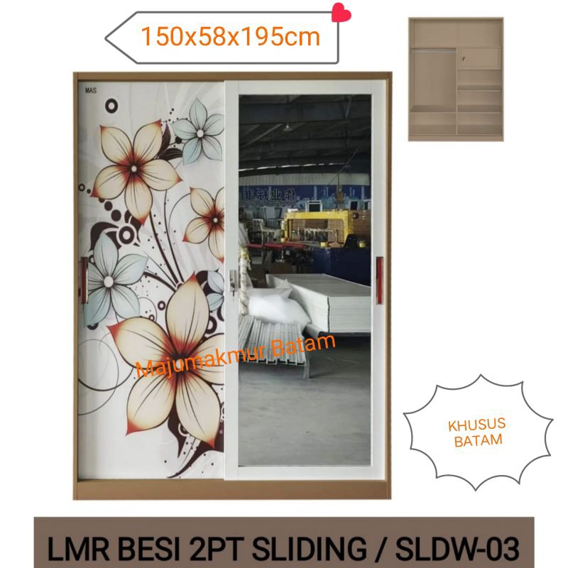 Jual LEMARI PAKAIAN BAJU BAHAN BESI ANTI RAYAP PINTU SLIDING SLDW-03 UKURAN 150X58X195CM ...
