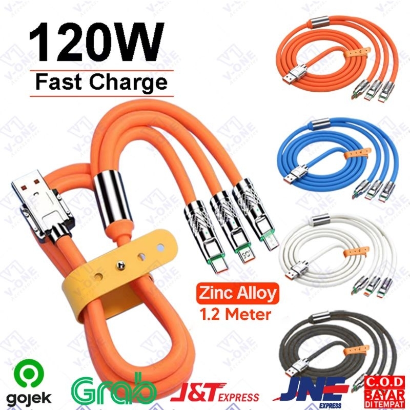 Jual Kabel Data Cas Charge 3 in 1 Fast Charging Micro Usb Type C Lightning | Shopee Indonesia