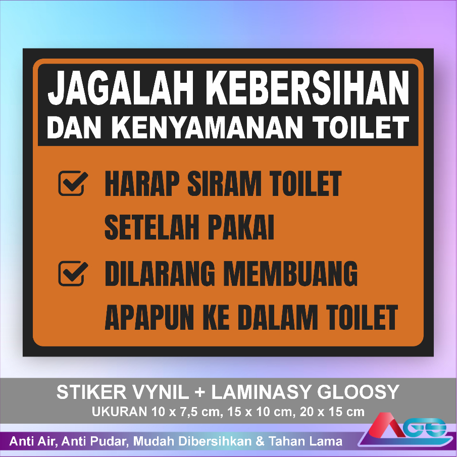 Jual Stiker Jagalah Kebersihan Toilet Ukuran Besar Bahan Vynil Anti Air ...