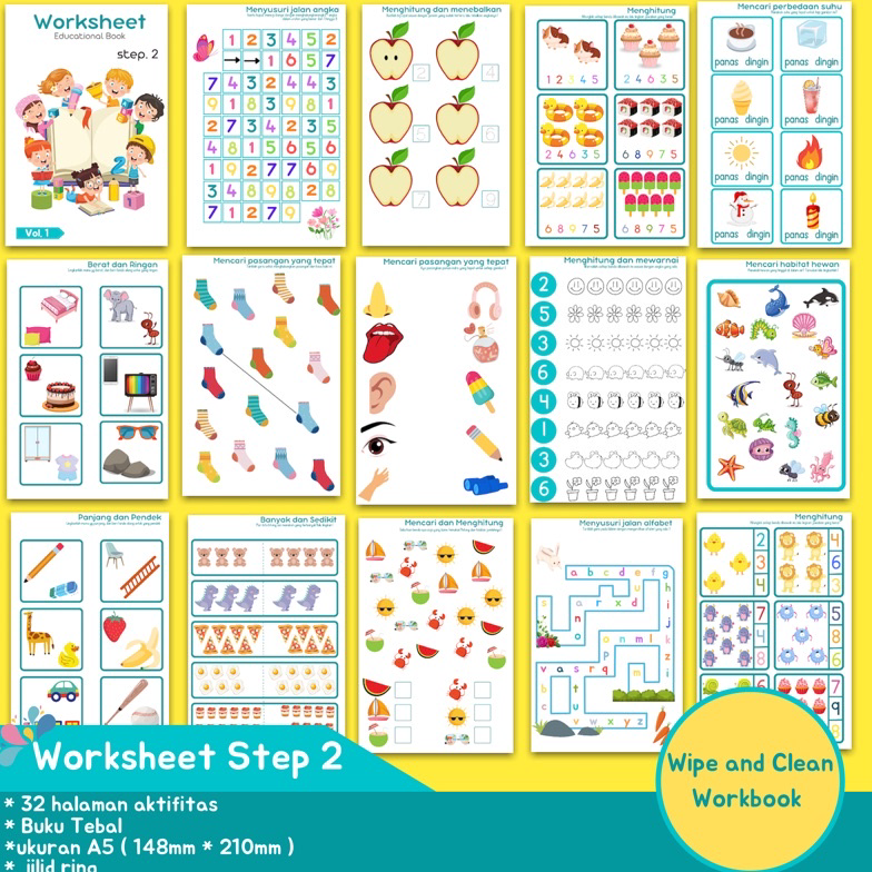 Jual Miliki Worksheet Anak Usia 2 3 4 5 Tahun Paud TK Buku Edukasi ...