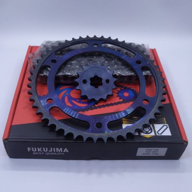 Jual Fukujima Gear Paket CRF 150 Spesifikasi Gear Depan 15T Belakang 49 ...
