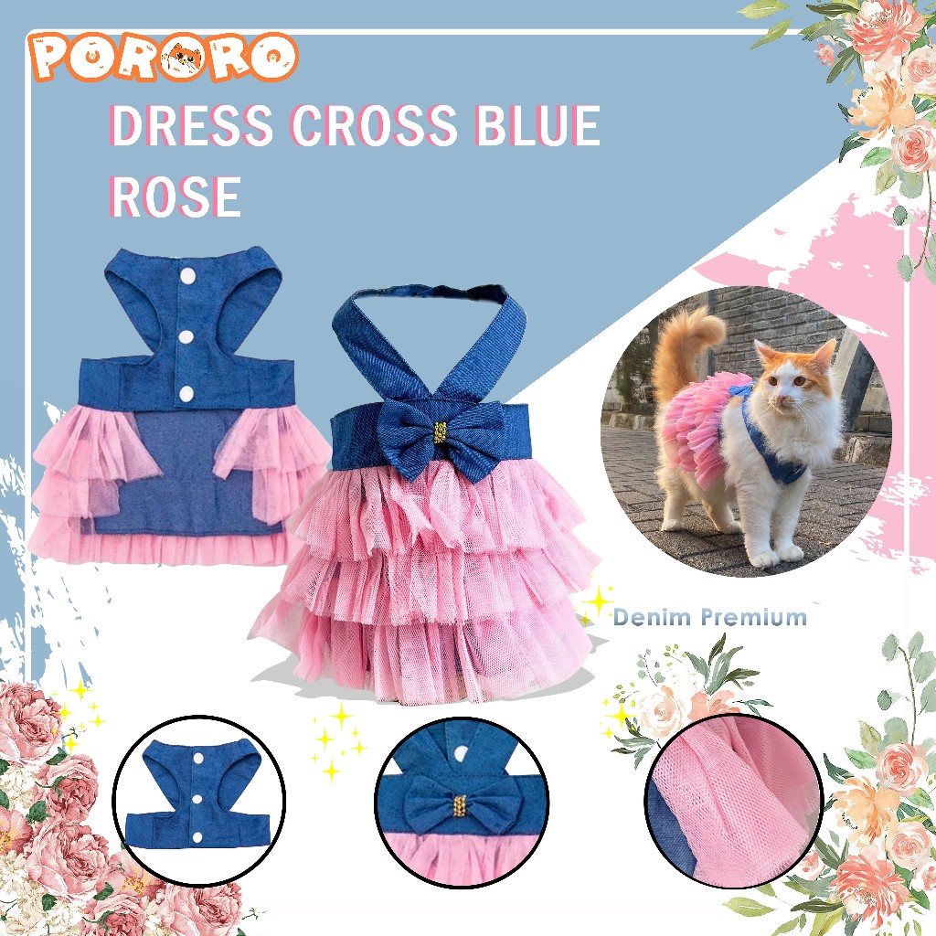 Jual PORORO - Baju Kucing - Dress X Blue Rose Baju Kucing Gaun Rok ...