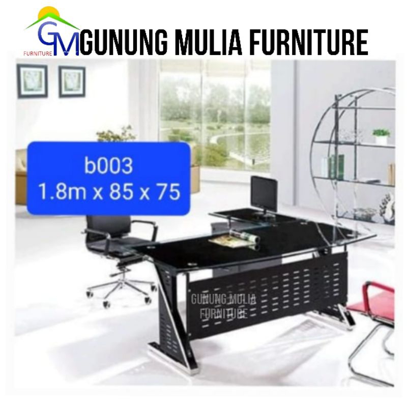 Jual Meja Direktur / Meja Kantor Kaca Model L | Shopee Indonesia