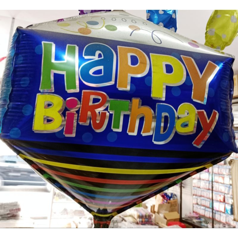 Jual Balon Foil Piramide HBD Putih Dan Piramide Smile Biru | Shopee ...