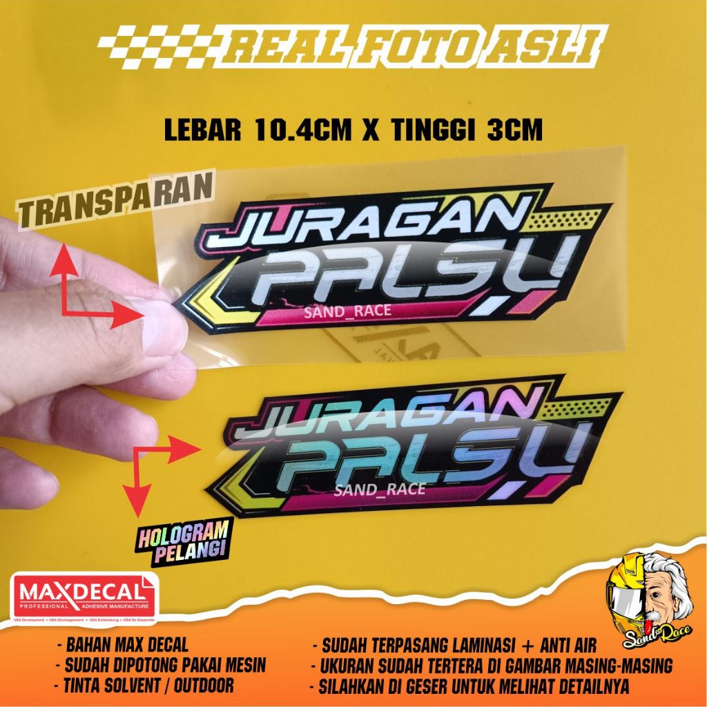 Jual stiker racing viral juragan palsu hologram / sticker motor print ...