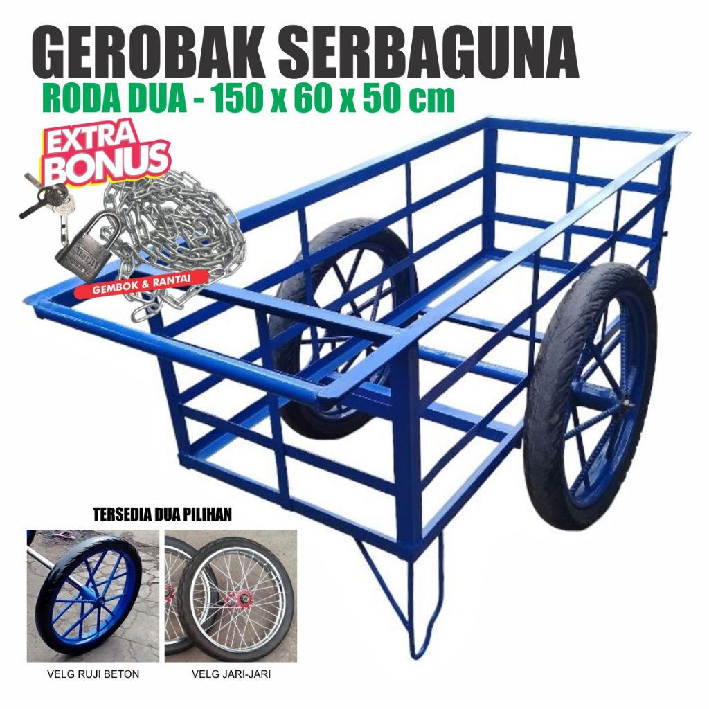 Jual Gerobak Roda Dua 150x60x50 cm / gerobak rangka besi / gerobak ...