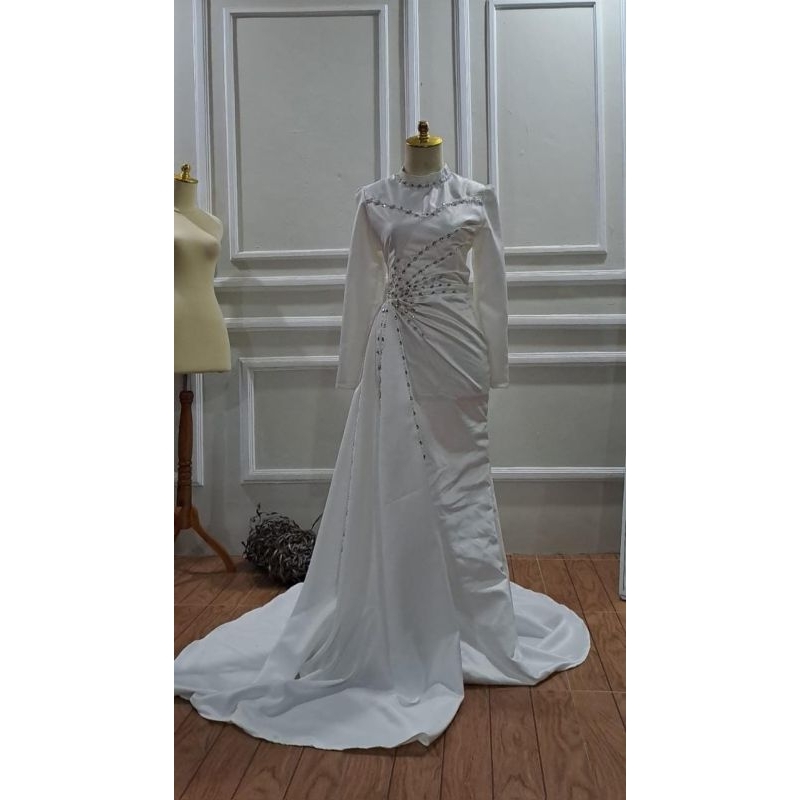 Jual Gaun pengantin ekor / baju akad nikah / dress wedding malaysia ...