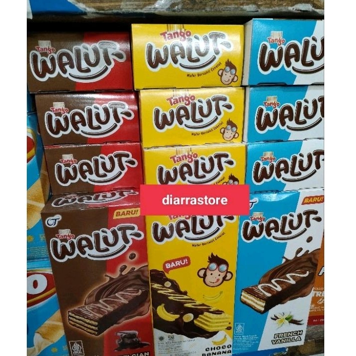 Jual Tango Walut Coklat Banana Vanilla 1 Pak isi 12 pcs | Shopee Indonesia