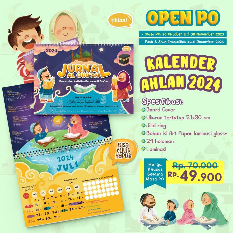 Jual Kalender Ahlan 2024 " Setahun Bersama Al-Qur'an " | Shopee Indonesia