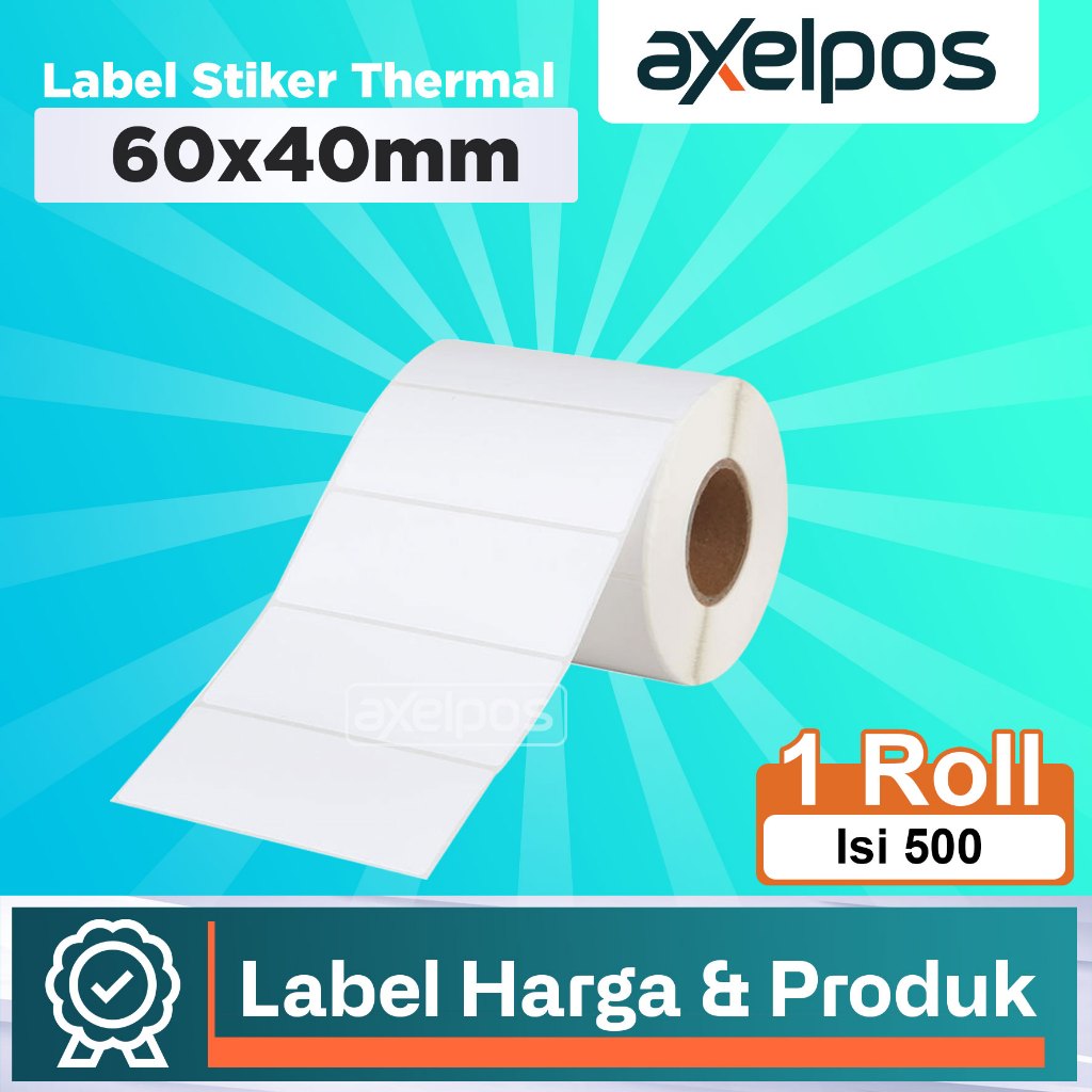 Jual Axelpos Kertas Thermal Label Stiker Barcode 60x40mm 1 Line Isi 500 ...