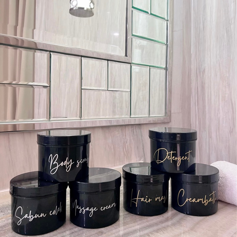 Jual TEMPAT LULUR JAR 500ML HITAM GLOSSY GOLD NEW SILVER EDITION wadah ...