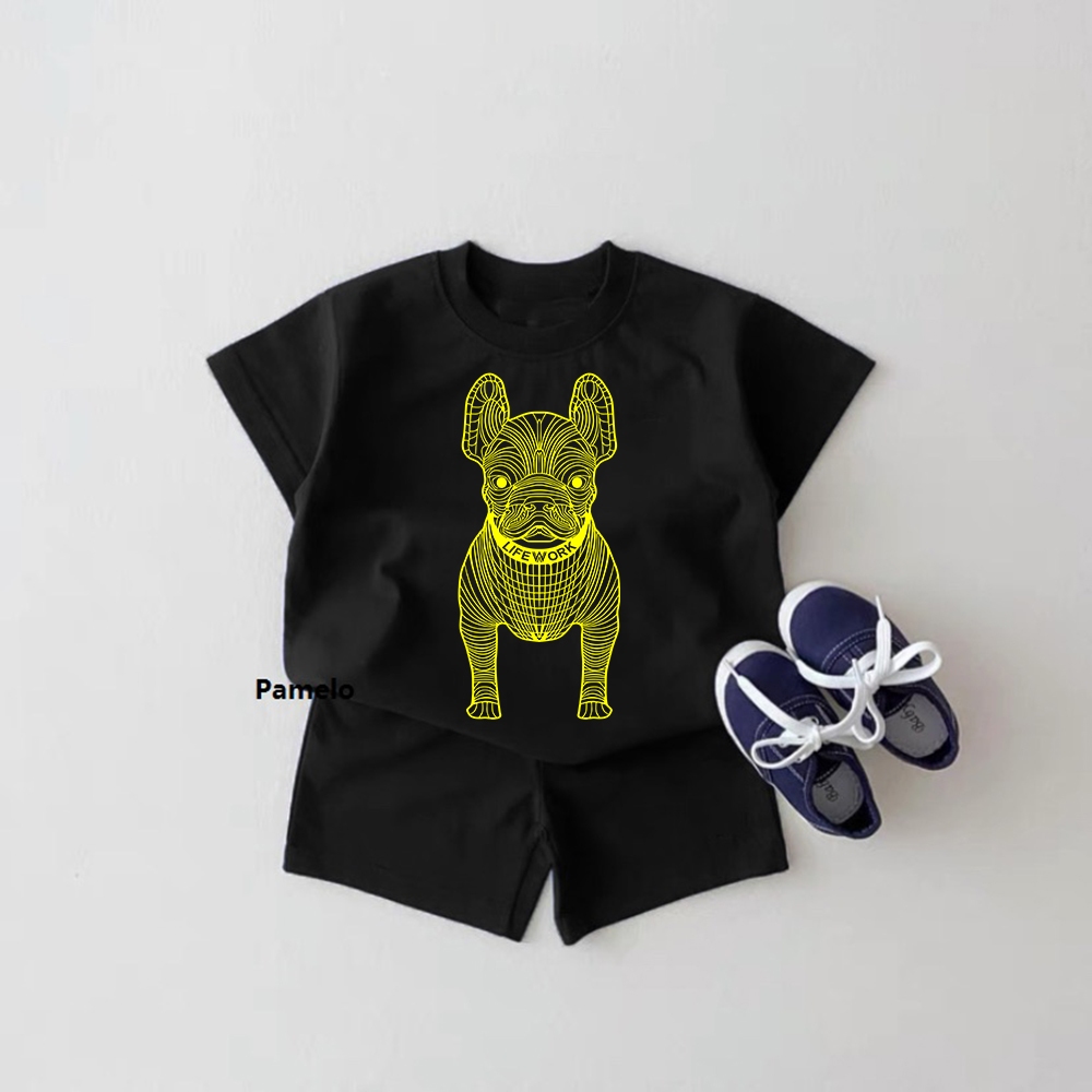 Jual Setelan Anak Katun Combed 24s Graphic Dog Neon Dog One Set Katun ...