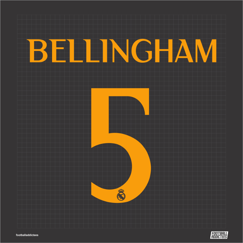 Jual NAME NUMBER SET NNS REAL MADRID BELLINGHAM 5 FONT CUP AWAY & THIRD ...