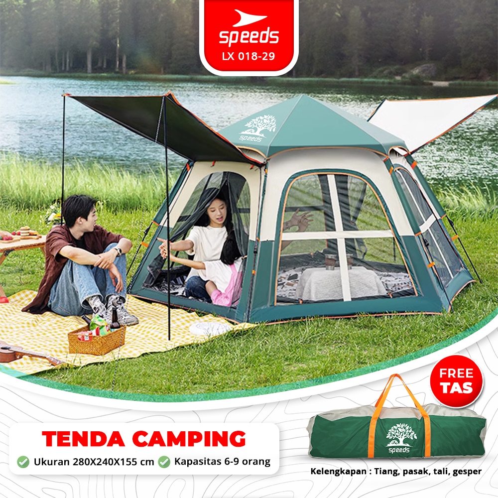 Jual SPEEDS Tenda Camping Besar Otomatis Portabel Muat 6-9 Orang 2 ...