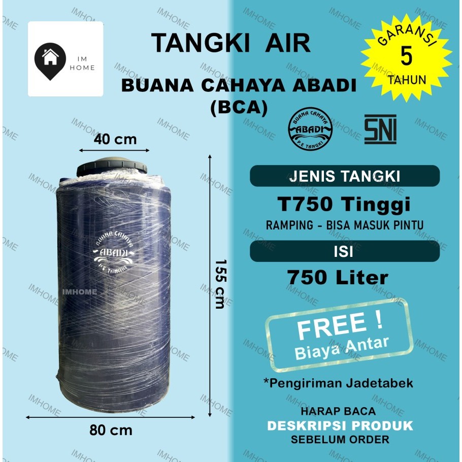 Jual Tangki / Toren Air Ramping BCA 700 Liter Tipe Tinggi T750 Murah ...