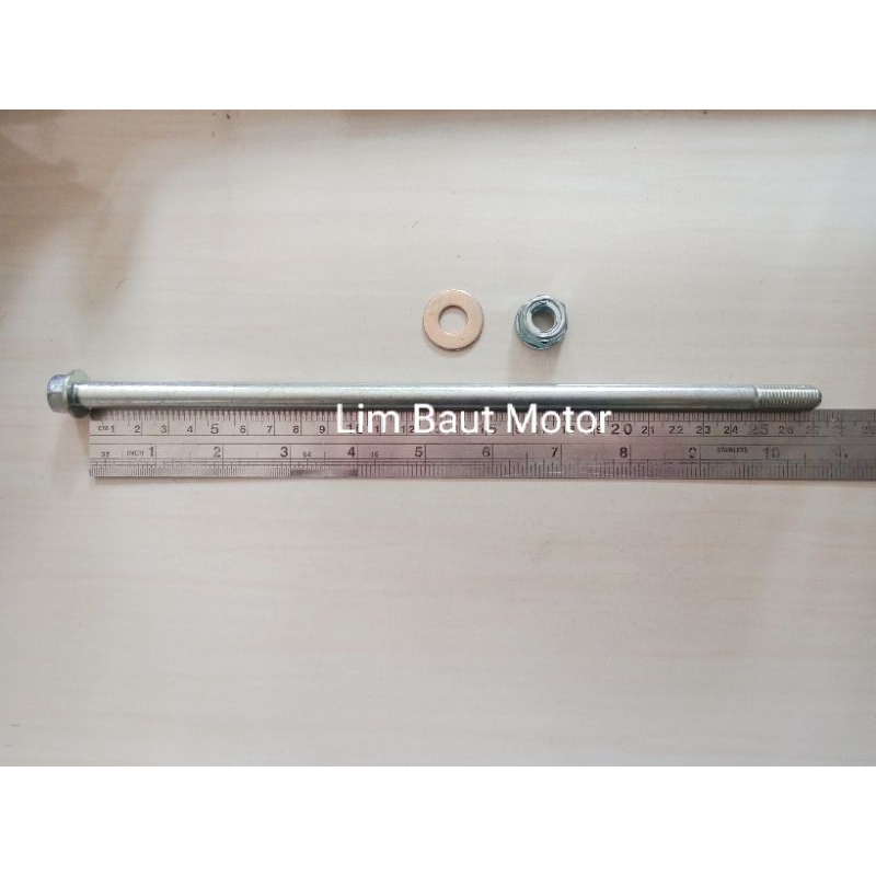 Jual as roda 14 / 10mm x 27cm ( as + mur ) | Shopee Indonesia