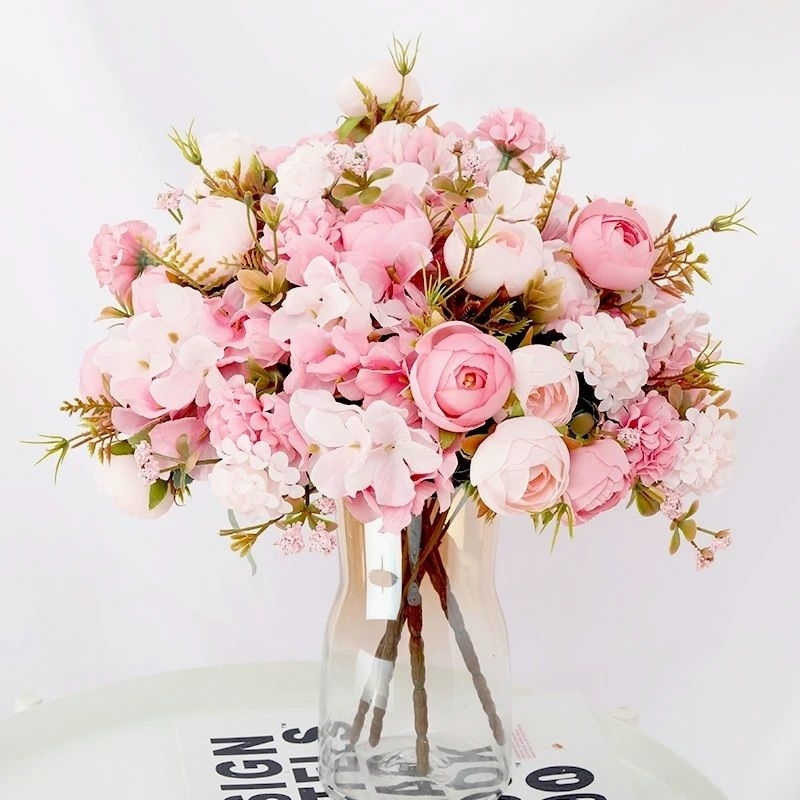 Jual LN005 Buket Bunga Premium Mix Exotic Camelia Tea Rose mawar krisan hydrangea dekor dekorasi ...