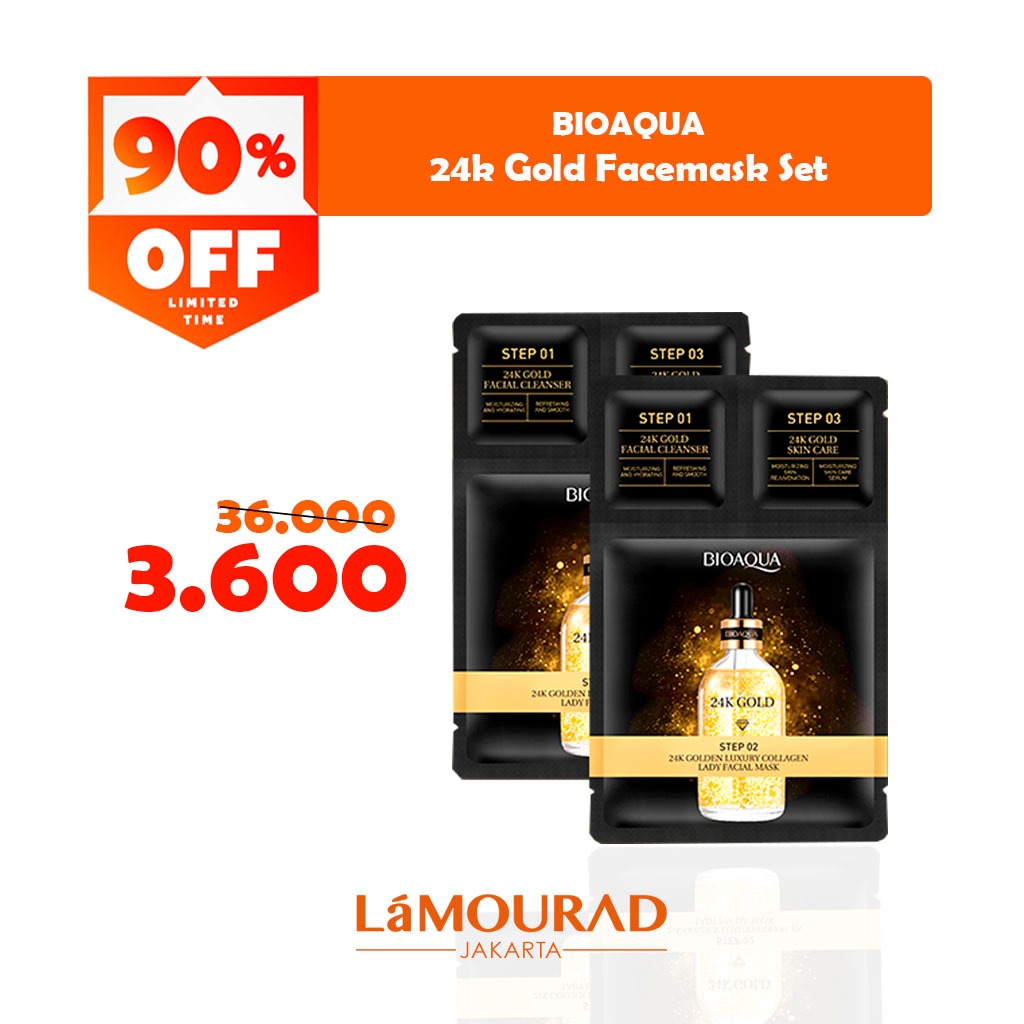 Jual BIOAQUA 24K Gold Facial Mask set (1.5g+28g+1.5g)×5pcs contain ...