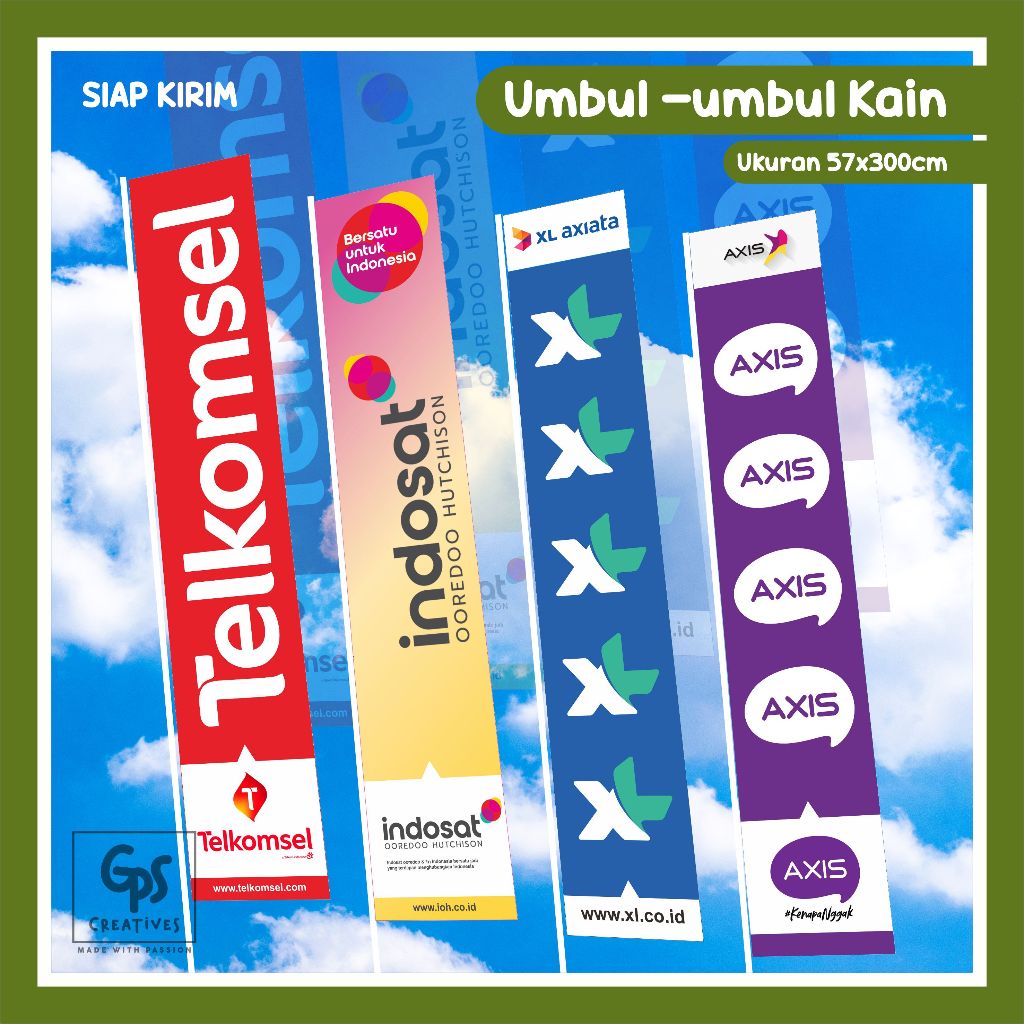 Jual Umbul-umbul Kain Telkomsel Indosat XL Axis Tri Smartfren Spanduk ...